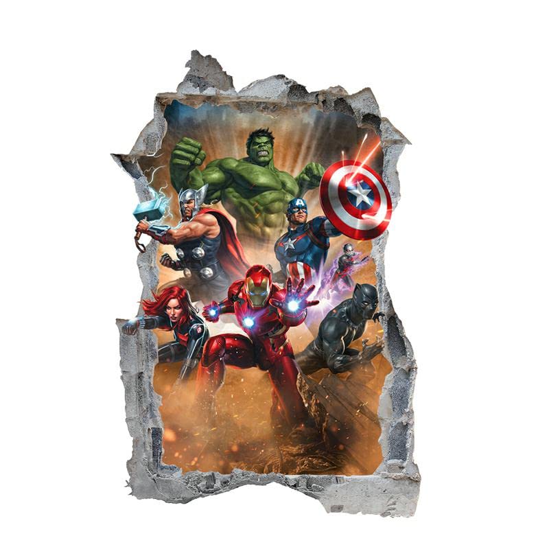 CATCOQ Superhero Wall Stickers Avengers DIY Removable Wall Decals Stickers Decor for Boys Girls Bedroom Living Room Nursery Playroom (23.6x35.4 inches)