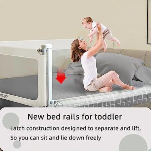 TIOPSUUO Bed Rails for Toddlers - Height Adjustable Bed Rails for Queen Bed, Bed Rails for King Size Bed Guard Rail for Toddlers, Baby Bed Rail Guard, Bed Rail for Twin Bed(1 Side 79'' ×27‘’)