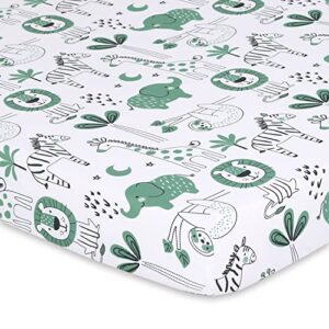 The Peanutshell Mini Crib Sheet Set - 3 Pack - Multiuse for Pack & Play, Playard, Playpen, Mini Crib - Safari Animals