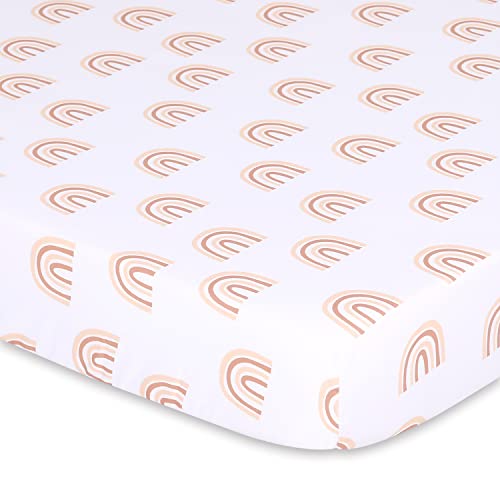 The Peanutshell Mini Crib Sheet Set - 3 Pack - Multiuse for Pack n Play, Playard, Playpen, Mini Crib - Boho Rainbow