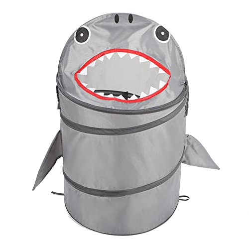 Pop Up Shark Hamper Storage Toys Basket Cute Laundry Basket Toys Organizer Hampers Round Storage Bin Shark Decor for Nursery Room Collapsible Toy Bin