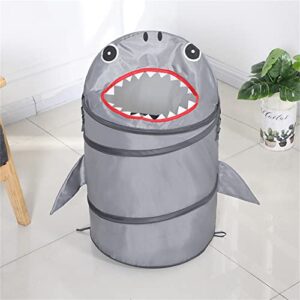 Pop Up Shark Hamper Storage Toys Basket Cute Laundry Basket Toys Organizer Hampers Round Storage Bin Shark Decor for Nursery Room Collapsible Toy Bin