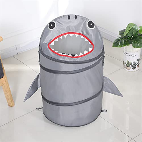 Pop Up Shark Hamper Storage Toys Basket Cute Laundry Basket Toys Organizer Hampers Round Storage Bin Shark Decor for Nursery Room Collapsible Toy Bin