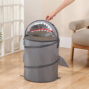 Pop Up Shark Hamper Storage Toys Basket Cute Laundry Basket Toys Organizer Hampers Round Storage Bin Shark Decor for Nursery Room Collapsible Toy Bin