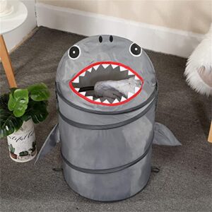 Pop Up Shark Hamper Storage Toys Basket Cute Laundry Basket Toys Organizer Hampers Round Storage Bin Shark Decor for Nursery Room Collapsible Toy Bin