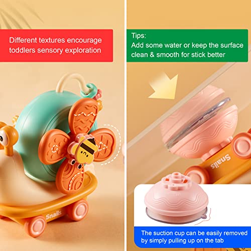 Baby Suction Cup Spinner Toys - Toddler Sensory Montessori Educational Fine Motor Skills Toys Learning Activities - Gifts for 6 9 12 18 Month Age 1 2 3 One Two Year Old Boys Girls Infant Bath Toys