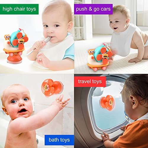 Baby Suction Cup Spinner Toys - Toddler Sensory Montessori Educational Fine Motor Skills Toys Learning Activities - Gifts for 6 9 12 18 Month Age 1 2 3 One Two Year Old Boys Girls Infant Bath Toys