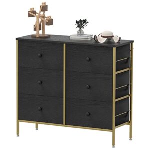 visiblesser black dresser for bedroom, fabric dresser for closet, 6 drawer dresser with metal frame, storage organizer for living room, hallway, nursery