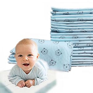 disposable changing pads for babies12x18in,54 count super quick absorbent liners leak-proof and waterproof mess-free diaper changes for toddlers blue bear printed