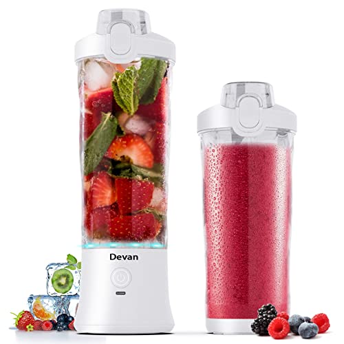 Portable Blender,270 Watt for Shakes and Smoothies Waterproof Blender USB Rechargeable with 20 oz BPA Free Blender Cups with Travel Lid. (White)