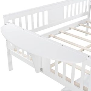 Aprilsoul Full Size Daybed with Two Drawers, Wood Slat Support, for Bedroom, Living Room, Guest Room, Children Room, Dormitory, Wooden Construction, Easy to Assemble, White