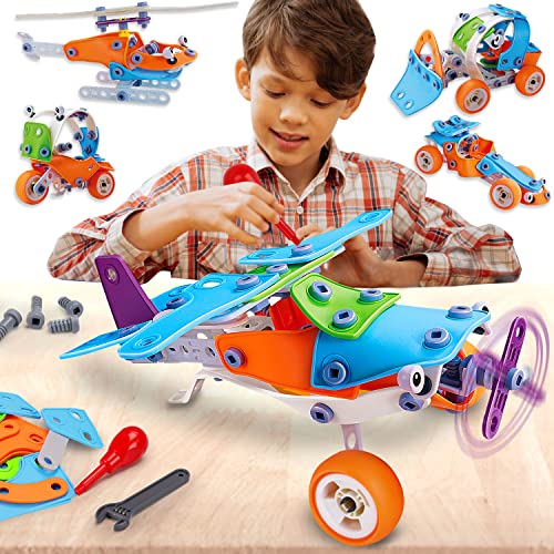 Kids Building Games STEM Toys for 6 7 8 9+ Year Old Boys Birthday Gifts, 132PCS Educational Autistic Building Toys for Boys Ages 6-8 8-10 8-12 Stem Engineering Kit Creative Learning Steam Activities