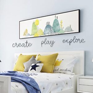 KRSHEMDE Playroom Wall Decor Metal Play Explore Create Inspirational Wall Art Nursery Room Decor for Kids Toddlers Boys Girls Classroom Bedroom Reading Nook Positive Quotes Wall Decoration