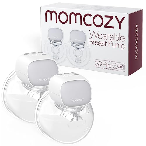 Momcozy Hands Free Breast Pump S9 Pro Updated, Wearable Breast Pump of Longest Battery Life & LED Display, Double Portable Electric Breast Pump with 2 Modes & 9 Levels - 24mm, 2 Pack Gray