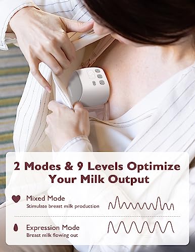 Momcozy Hands Free Breast Pump S9 Pro Updated, Wearable Breast Pump of Longest Battery Life & LED Display, Double Portable Electric Breast Pump with 2 Modes & 9 Levels - 24mm, 2 Pack Gray