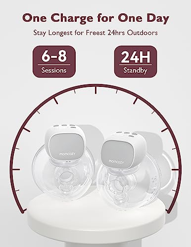 Momcozy Hands Free Breast Pump S9 Pro Updated, Wearable Breast Pump of Longest Battery Life & LED Display, Double Portable Electric Breast Pump with 2 Modes & 9 Levels - 24mm, 2 Pack Gray