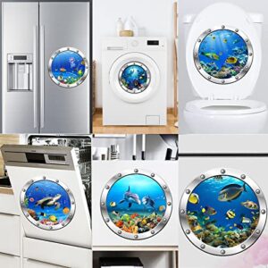 6Pcs Ocean World Wall Stickers, 12” Removable Art Decals for Kids, 3D Wall Decals Peel and Stick Vinyl Stickers for Bathroom and Bedroom, Furniture, Home Decor