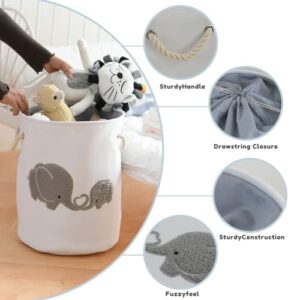 INough Baby Laundry Basket Elephant, Baby Girl Basket Large Baby Hamper for Nursery Boy, Kids Laundry Baskets, Nursery Hamper for Baby, Baby Nursery Decor for Livingroom Kidsroom Play Room