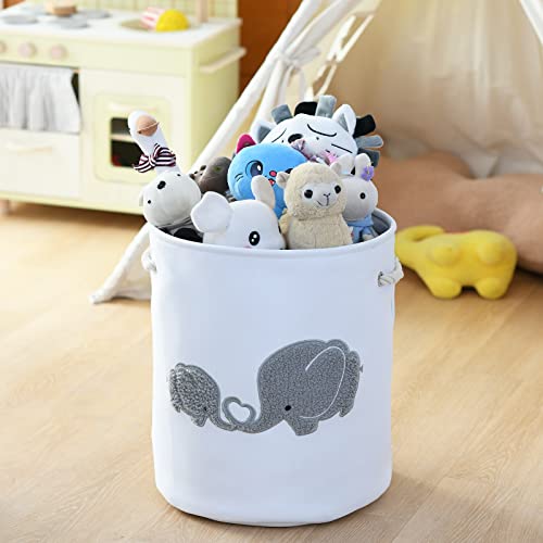 INough Baby Laundry Basket Elephant, Baby Girl Basket Large Baby Hamper for Nursery Boy, Kids Laundry Baskets, Nursery Hamper for Baby, Baby Nursery Decor for Livingroom Kidsroom Play Room