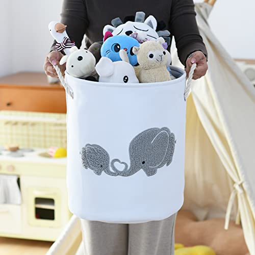 INough Baby Laundry Basket Elephant, Baby Girl Basket Large Baby Hamper for Nursery Boy, Kids Laundry Baskets, Nursery Hamper for Baby, Baby Nursery Decor for Livingroom Kidsroom Play Room