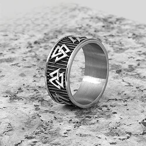 Viking Men Odin Valknut Forging 316L Stainless Steel Ring Pagan Punk Nordic Amulet Biker Jewelry