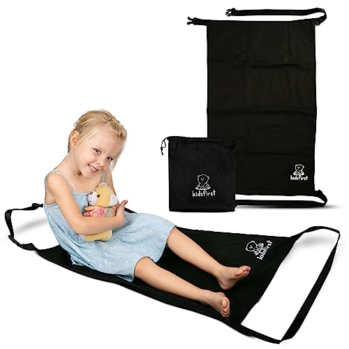 "KidsFirst Airplane Footrest for Kids - Durable and Comfortable Toddler Airplane Seat Extender Made with 600D Oxford - Kids Travel Bed Airplane with Non-Slip Rubber Backing - 29.5” x 16.9” "