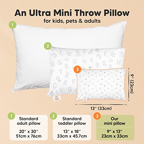 Mini Toddler Pillow with Pillowcase - 9x13 My Little Dreamy Mini Pillow, Organic Toddler Pillows for Sleeping, Kids Pillow, Small Pillows, Travel Pillows for Sleeping, Toddler Bed Pillows (Acorn)