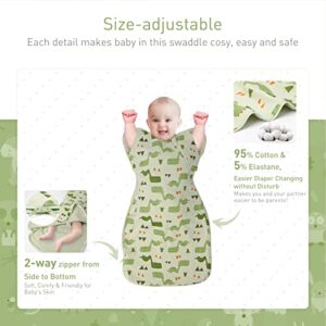 Knirose Swaddle Blanket Sleep Sack with Arms Up Design Help Baby Self-Soothing 2 Packs, 3-Way Transitions to Arms-Free Wearable Sleeping Bag for Newborn Baby Snug Fit Calms Startle Reflex Better Sleep