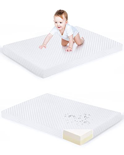 Forias Pack and Play Mattress, Portable Pack n Play Mattress, Memory Foam Playard Mattress Pad for Graco Pack n Play with Waterproof Washable Cover 38X26X3