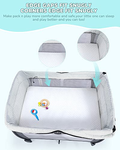 Forias Pack and Play Mattress, Portable Pack n Play Mattress, Memory Foam Playard Mattress Pad for Graco Pack n Play with Waterproof Washable Cover 38X26X3