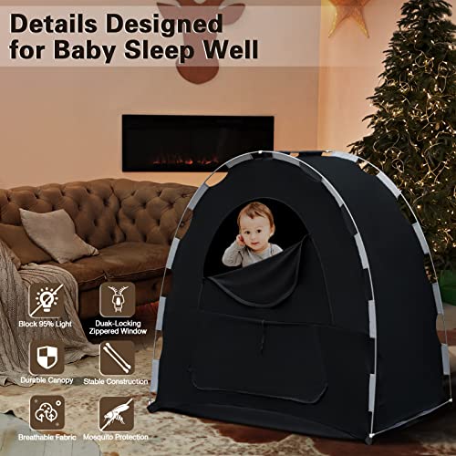 Pack N Play Blackout Cover, Pod for Slumber, Baby Sleep Pod Slumber Tent, Crib Cover, Baby Crib Tent, Travel Crib Canopy, Portable Privacy Pod Blackout Canopy Crib Cover, Block Out 90%+ Light