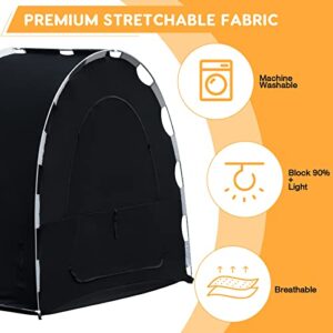 besuhot Blackout Cover for Pack N Play, Baby Sleep Pod Slumber, Portable Sunshade Travel Crib Canopy Blocks 95% of Light（Black）