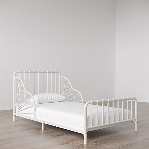 Little Seeds Quinn Whimsical Metal Toddler Bed, White