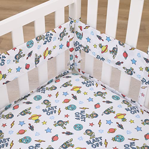 Disney Toy Story Buzz Lightyear Blue, Orange, Green and White Blast-Off Secure-Me Crib Liner