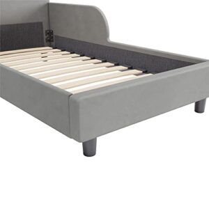 Little Seeds Oliver Upholstered Toddler Bed with Storage Pockets, Gray