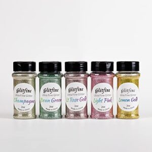 extra fine glitter,5 colors glitter pack,283g/10oz craft glitter powder for resin,slime,nail,tumbler (5 light metallic colors)