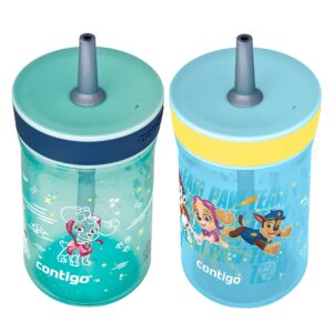 Contigo Paw Patrol Kids Plastic Water Bottle, Spill-Proof Tumbler with Straw for Kids, Dishwasher Safe, 14oz 2-Pack