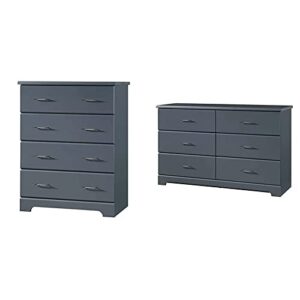 storkcraft brookside 4 drawer dresser (gray) & storkcraft brookside 6 drawer double dresser, nursery chest, storage dresser with drawers, universal design, gray