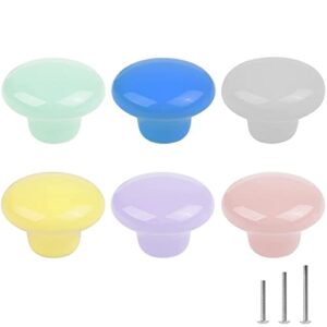 octinpris 6x colorful cute glossy ceramic knobs round mushroom shape lovely door pull knob cabinet closet ceramic drawer cupboard kitchen dresser kids child bedroom pulls wardrobe handles