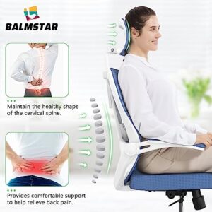 balmstar Ergonomic Office Chair, Home Office Desk Chair with Adjustable Headrest & Lumbar Support, Swivel High Back Computer Chair, Breathable Mesh Desk Chair, PU Silent Wheels, Flip-Up Arms (Blue)