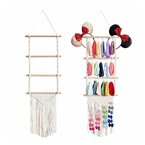 DRGACPGE Baby Girl Hair Accessories Hair clip headband hairband hanging storage rack, pure hand-woven storage rack, bohemian home wall decor style