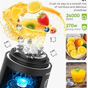 ＭoKo Portable Blender, 270 Watt Personal Blender for Shakes and Smoothies,21OZ Personal Blender USB Rechargeable with 6 Blades, BRA Free, Smoothie Blender for Kitchen Sports Travel and Outdoors,Black