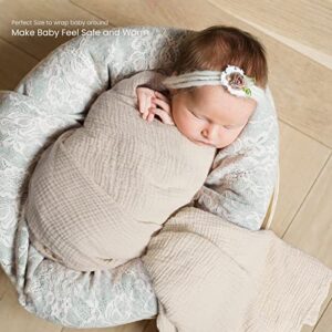 lulumoon Muslin Swaddle Blanket Baby - Cotton Swaddling Blanket Soft Baby Receiving Blanket Neutral 2Pack(Olive)