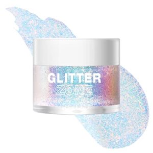 holographic body glitter gel, ultra fine glitter gel for face, hair, body, nail, eyeshadow, long lasting waterproof laser glitter gel festival party rave accessories for women, 1.35 oz (#1 white)