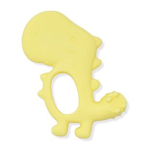 brushing buddy - 2-in-1 silicone teether and brushing-time mouth prop toy to make baby and toddler toothbrushing and flossing more fun (yellow)