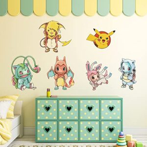 kids wall decals peel and stick removable vinyl cartoon wall stickers for poke-pika room decal nursery boys girls kids bedroom playroom wall decor