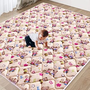 vibe bear baby play mat 71" x 59", premium thicker foam one-piece crawling mat, extra large anti- slip crawling mat activity playmats for babies,toddlers, infants, play & tummy time