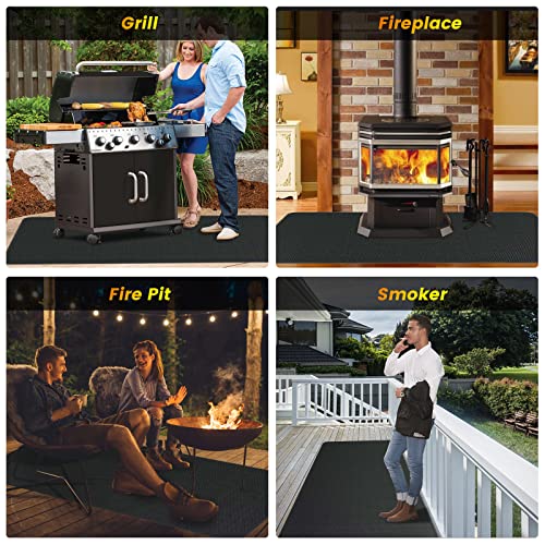 Super Extra Large 90x48 inch Under Grill Mat for Outdoor Grill, Charcoal, Flat Top, Smoker, Deck Patio Protection Mats, Indoor Fireplace Mats, Fire Pit Mat, Both Sides Fireproof Waterproof Pad