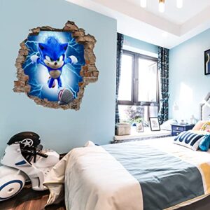 Kids 3D Cartoon Sonic Wall Decal Peel and Stick Removable Cute Stickers for Sonic Boys Girls Room Nursery Wall Decor Decals Kids Sonic Themed Room Stickers