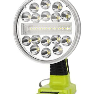 Hipoke 18V Light for RYOBI 18V ONE+ Li-ion Ni-Cad Ni-Mh Battery, 30W 2000 Lumen LED Work Light with USB Port, Zinc Alloy Flashlight for Camping, Hiking, Garage, Cordless Tools